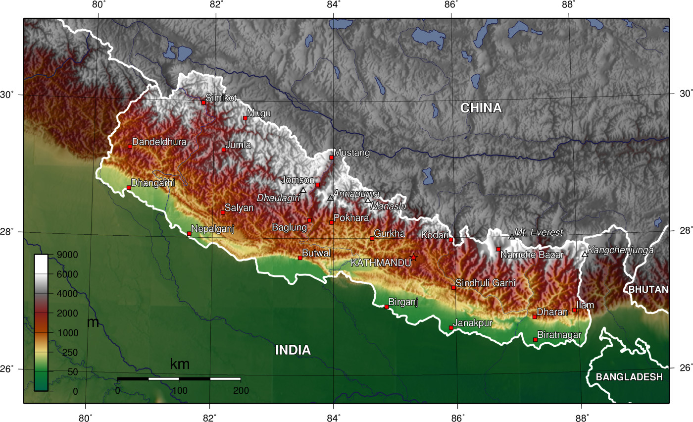 Map of Nepal with District, High Resolution Map of Nepal with District